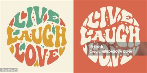 그루비 레터링 라이브 웃음 사랑 둥근 모양의 복고풍 슬로건 0명에 대한 스톡 벡터 아트 및 기타 이미지 0명 1960 1969 년 1970 1979 년 Istock