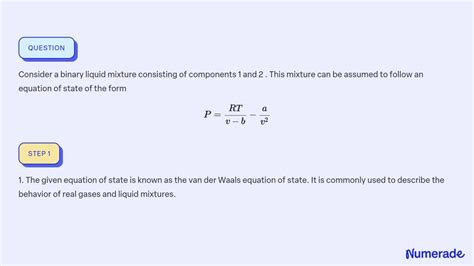 Solvedconsider A Binary Liquid Mixture Consisting Of Components 1 And
