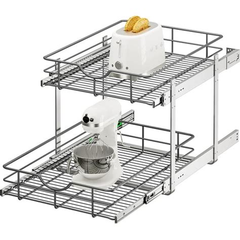 2 Tier Cabinet Organizer 17 W X 22 D Soft Close Pullout Shelves