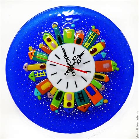 Часы Городок Стекло Фьюзинг в интернет магазине на Ярмарке Мастеров Часы классические