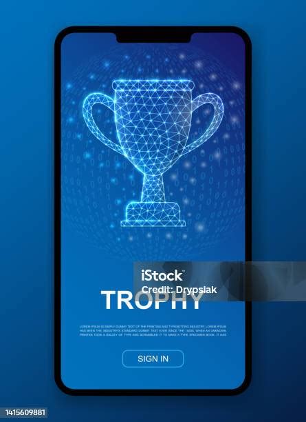 트로피 컵 Ui에 대한 3d 다각형 기호 Ux 디자인 템플릿 모바일 앱 디자인을 위한 로우 폴리 어워드 일러스트레이션 상
