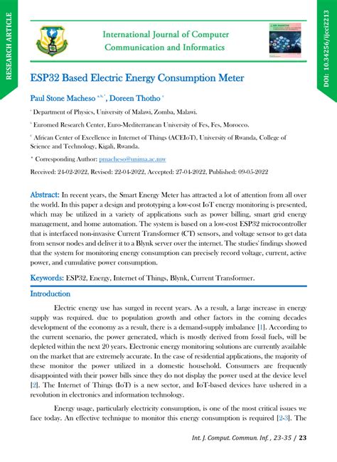 Pdf Esp32 Based Electric Energy Consumption Meter