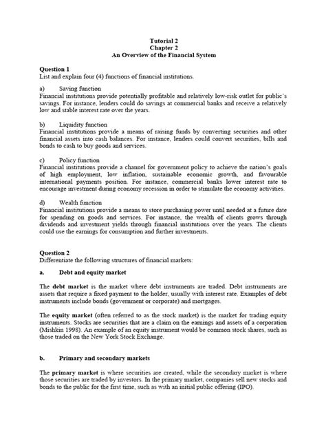 Tutorial 2 Answer Scheme Eco531 Download Free Pdf Financial Markets