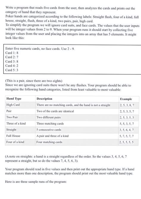 Solved Write A Program That Reads Five Cards From The User