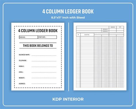 Premium Vector 4 Column Ledger Book Kdp Interior