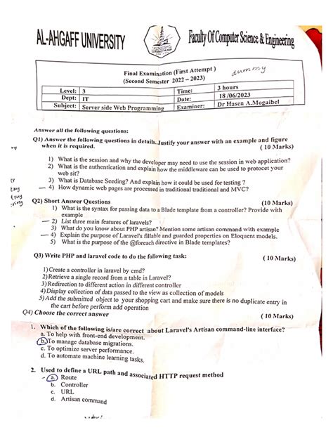 Final Exam Server Side Web Programming ٠٢٠٤٤٣ Pdf