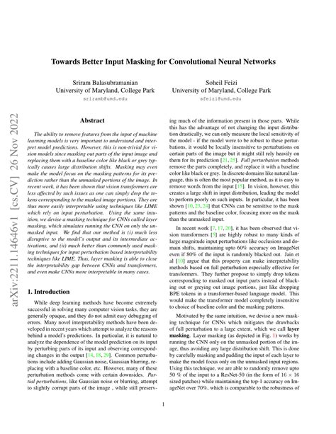Pdf Towards Better Input Masking For Convolutional Neural Networks
