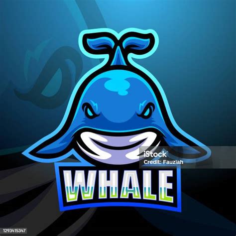 고래 마스코트 E스포츠 엠블럼 디자인 E스포츠에 대한 스톡 벡터 아트 및 기타 이미지 E스포츠 게이머 고래 Istock