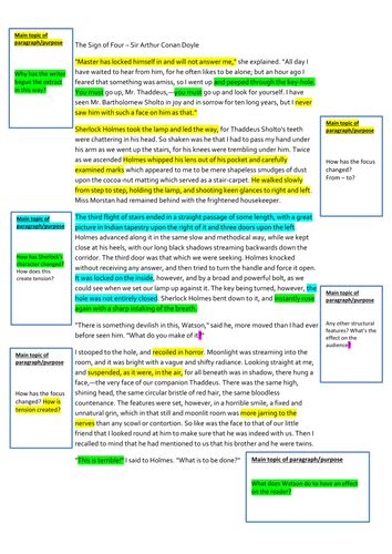 Aqa Lang Paper 1 Question 3 Structure Teaching Resources