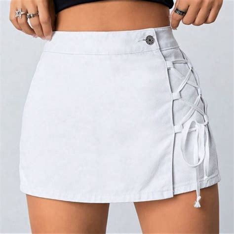 Denim Lace Up Skort In 2024 New Look Fashion Womens Trendy Dresses