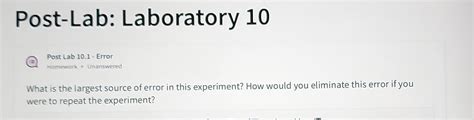 Post Lab Laboratory Post Lab Error What Is Chegg Com