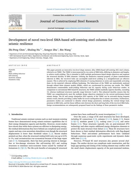 Pdf Development Of Novel Two Level Sma Based Self Centring Steel