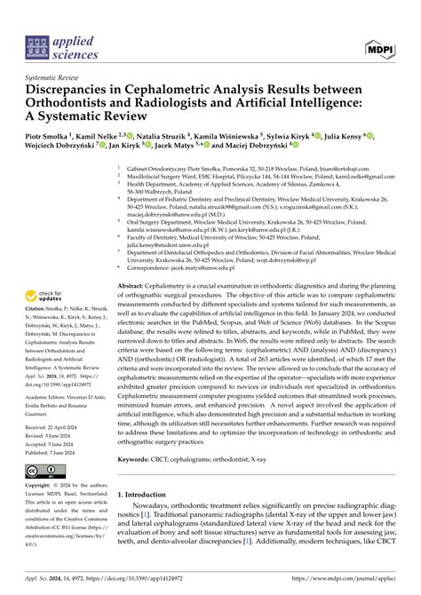 Pdf Discrepancies In Cephalometric Analysis Results Between Orthodontists And Radiologists And