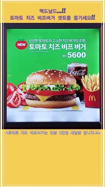 맥도날드 토마토 치즈 비프버거 셋트를 즐기세요 오늘 저녁은 뭘 먹지 Shorts Youtube