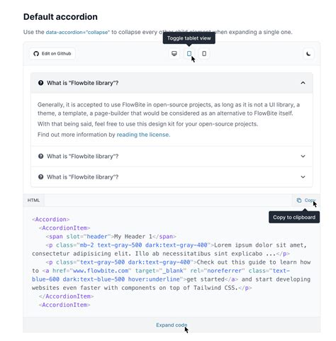 Component And Code Preview Feature Copy Paste Expand Button New Design · Issue 785