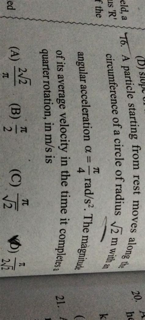 T6 A Particle Starting From Rest Moves Along The Circumference Of A Circ