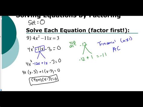 Lesson 5 3 Solving Quadratics By Factoring Ac Method Part 2 Youtube