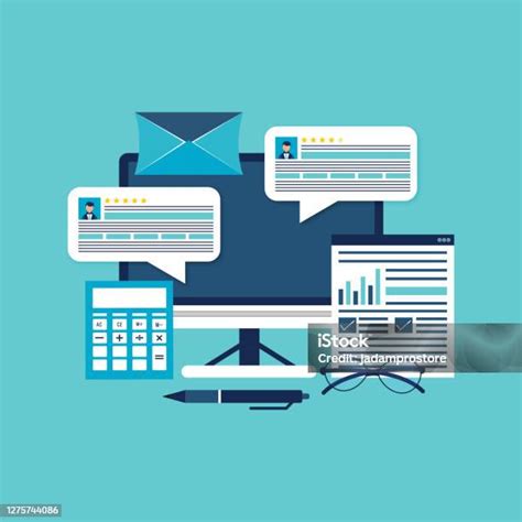 고객 리뷰 평가 메시지 랩톱 디스플레이 및 온라인 리뷰 또는 고객 평가 경험 또는 피드백 개념이 있는 컴퓨터 옆모습에 대한 스톡 벡터 아트 및 기타 이미지 Istock