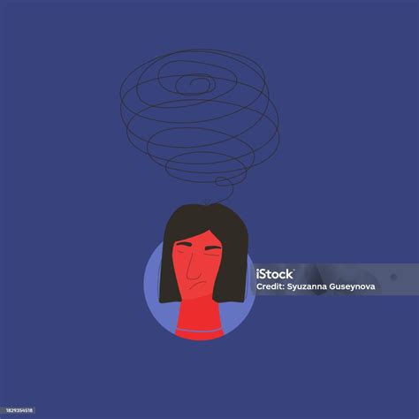 불경기 정신적 문제가 있는 여성의 초상화 혼란스러운 생각이 많은 여성 기분이 나쁜 아가씨 특별한 도움이 필요한 사람 벡터 아이콘 그림입니다 강박장애에 대한 스톡 벡터 아트