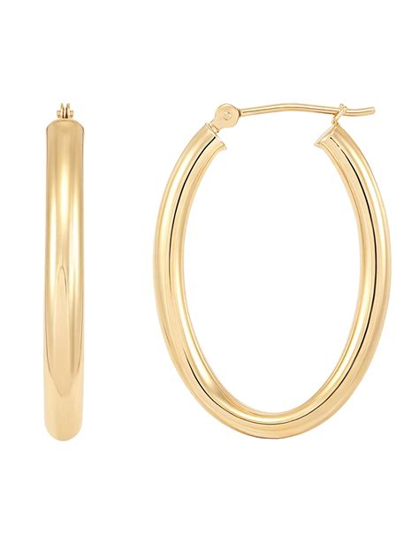 Brilliance Fine Jewelry 10k Yellow Gold 3mm X 20mm Hollow Oval Hoop