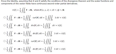 solved prove the identity assuming that s and e satisfy the