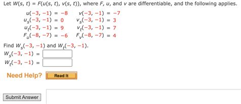 Solved Let W S T F U S T V S T Where F U And V Are Chegg Com