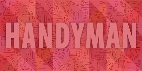 다각형 Viva Magenta 배경에 핸디맨 도구 패턴 기업 웹 사이트 요소 및 배경 트렌디 한 라인 스타일의 고정 배관 혁신 도구에 대 한 벡터 그래픽 그림자가 있는 단어