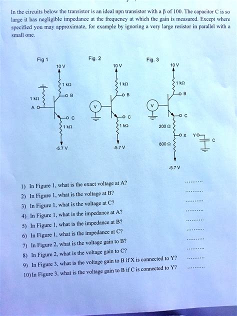 Solved In The Circuits Below The Transistor Is An Ideal Npn Transistor With A Î² Of 100 The