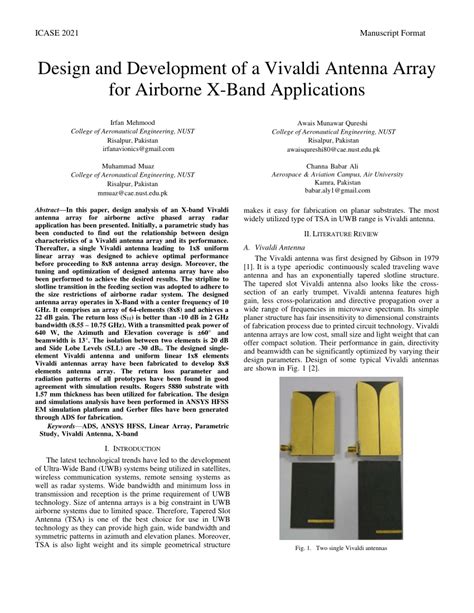 Pdf Design And Development Of A Vivaldi Antenna Array For Airborne X Band Applications