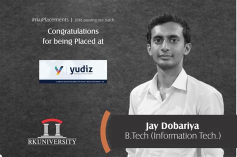 Rk University On Linkedin Congratulations Jay Dobariya For Being