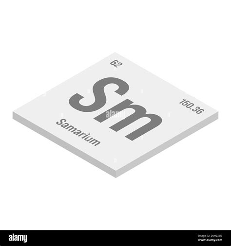 Samarium Sm Gray 3d Isometric Illustration Of Periodic Table Element With Name Symbol Atomic