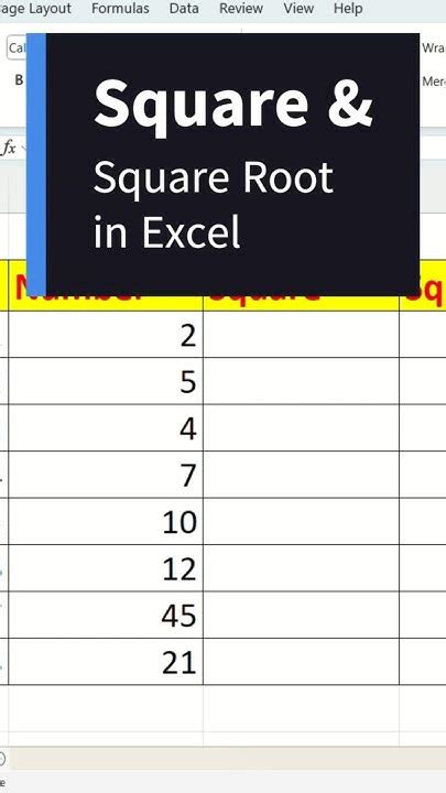 Square And Square Root In Excel Excel Tricks Exceltipsandtricks