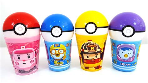 로보카폴리 컵 안에 서프라이즈 에그 장난감 알까기와 뽀로로 컵안에 포켓몬볼 알까기 놀이 어린이 유아 동영상 Youtube