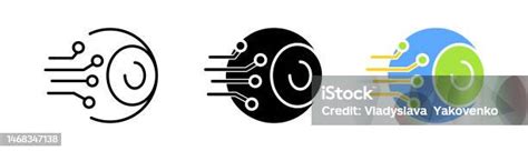 눈 설정 아이콘의 전선 전자 신경망 스토리지 Cpu 로봇 인공 지능 기술 개념입니다 선에 있는 벡터 아이콘 흰색 배경에 검은색과 화려한 스타일 개발에 대한 스톡 벡터 아트