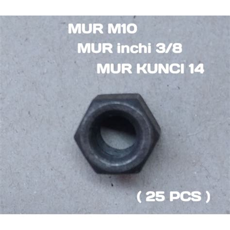 Jual Mur M10 Mur Inchi 38 Kunci 14 Hitam 25 Pcs Shopee Indonesia