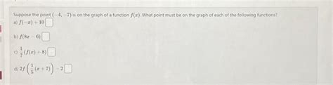 Solved Suppose The Point 4 7 Is On The Graph Of A Chegg Com