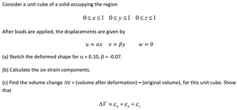Solved Consider A Unit Cube Of A Solid Occupying The Region Chegg Com