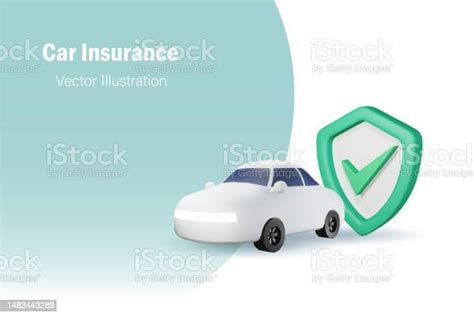 자동차 보험 사고와 손상으로부터 보호하기 위해 보호막이 있는 자동차 3d 벡터 그림입니다 3차원 형태에 대한 스톡 벡터 아트 및 기타 이미지 Istock