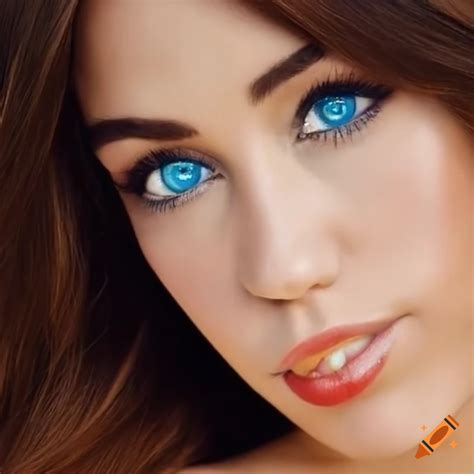 Portrait Of A Beautiful Woman With Tan Skin And Blue Eyes On Craiyon