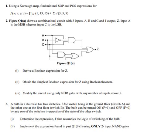 Solved 1 Using A Karnaugh Map Find Minimal Sop And Pos