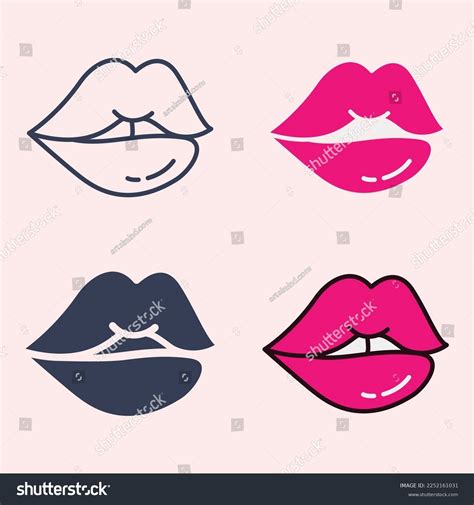 Vector Sexy Lips Icon Set Fill Stock Vector Royalty Free 2252161031