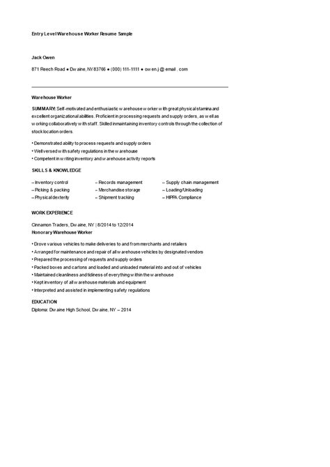 Warehouse Associate Resume Template