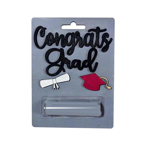 크리 에이 티브 목조 행복 졸업 인사말 카드 파티 축하 돈 홀더와 축하 카드 회색