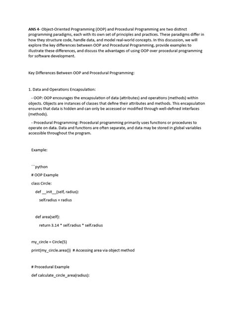 Answer 4 Pdf Object Oriented Programming Inheritance Object Oriented Programming