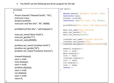 Solved You Must Use The Following Test Driver Program For