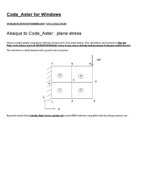 Comparing Abaqus And Codeaster Plane Stress Simulations Pdf Software Computer Science