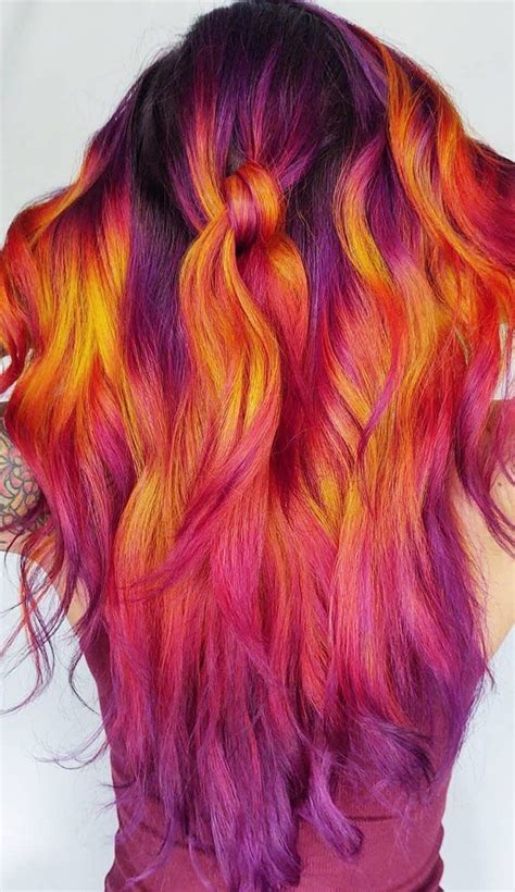 25 Creative Hair Colour Ideas To Inspire You Romantic Meets Fiery Sunset Vibrant Hair Colors