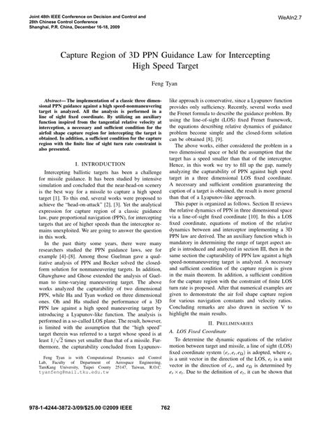 Pdf Capture Region Of 3d Ppn Guidance Law For Intercepting High Speed Target