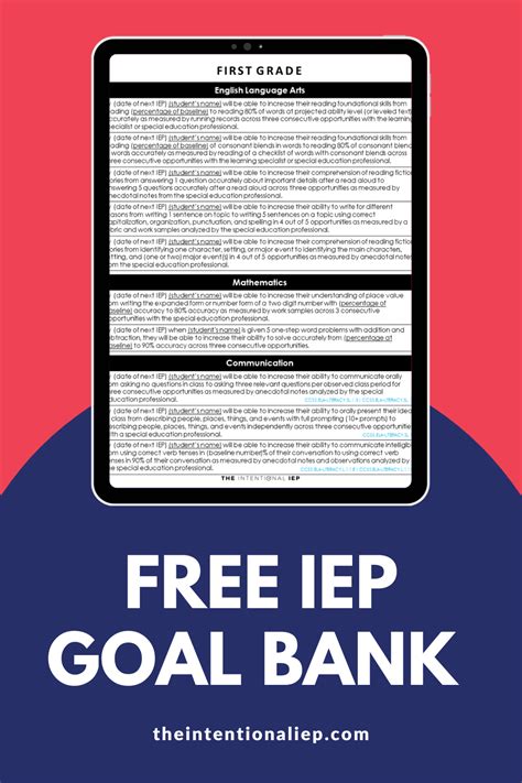 Free Iep Goal Banks By Grade Level Artofit