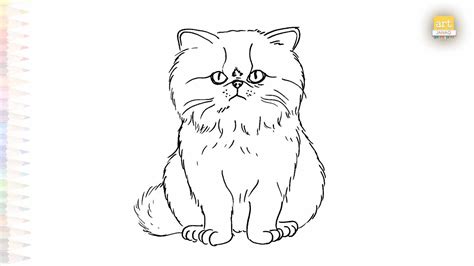 Persian Cat Easy Drawing Art Tutorial How To Draw A Persian Cat